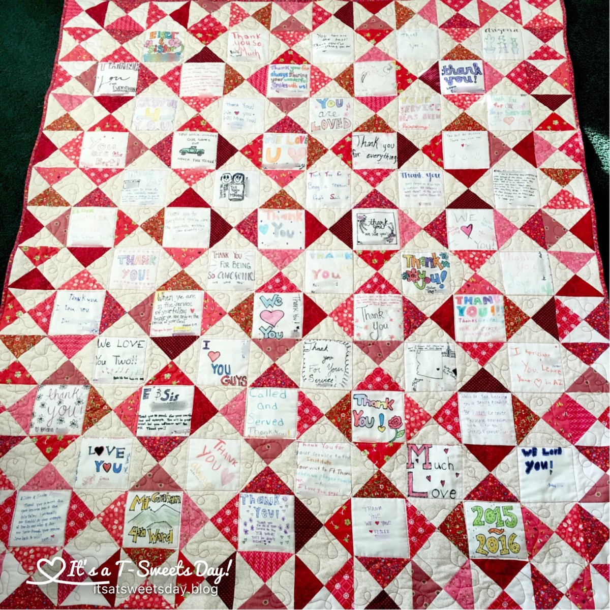 Scrap-Happy Thank You Quilt and Quarter Square Triangle Tutorial – It's ...